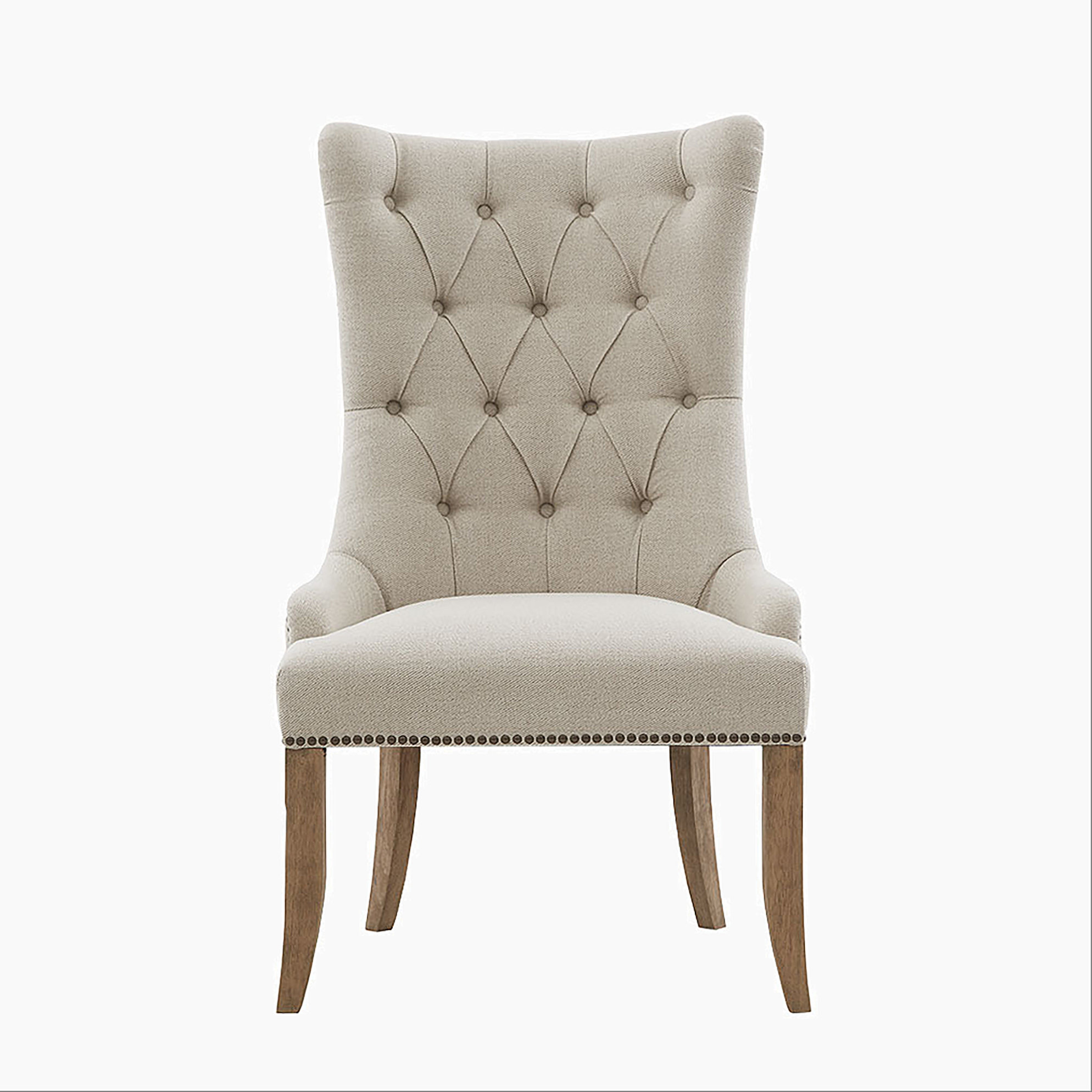 DSUNNER Cream Polyester Tufted Armless Chair with Nailhead Trim and 4 ...