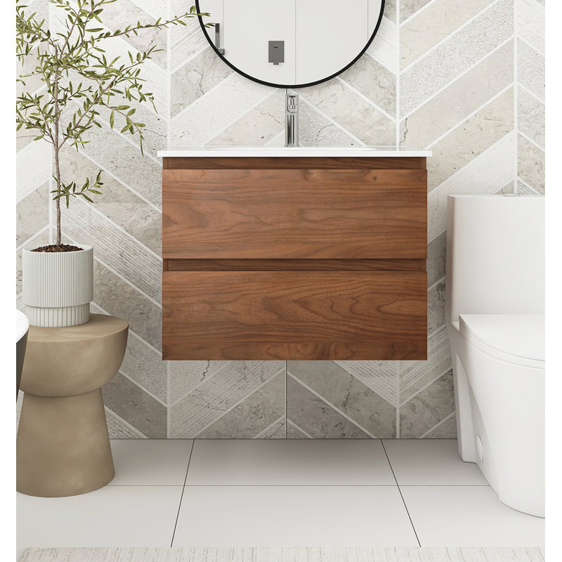 Latitude Run® Zhayden 30'' Wall Mounted Single Bathroom Vanity with ...