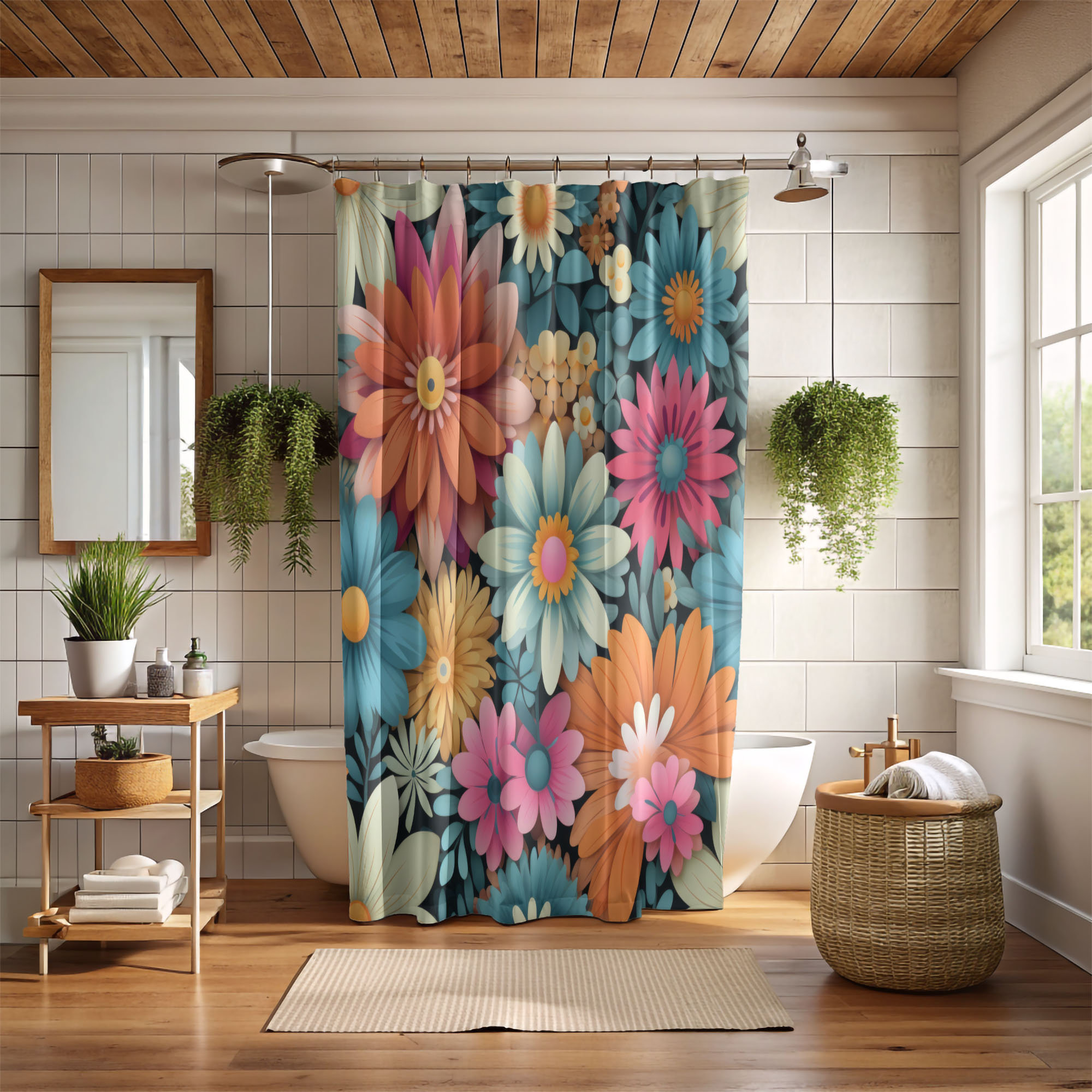 East Urban Home Kiarah Floral Shower Curtain | Wayfair