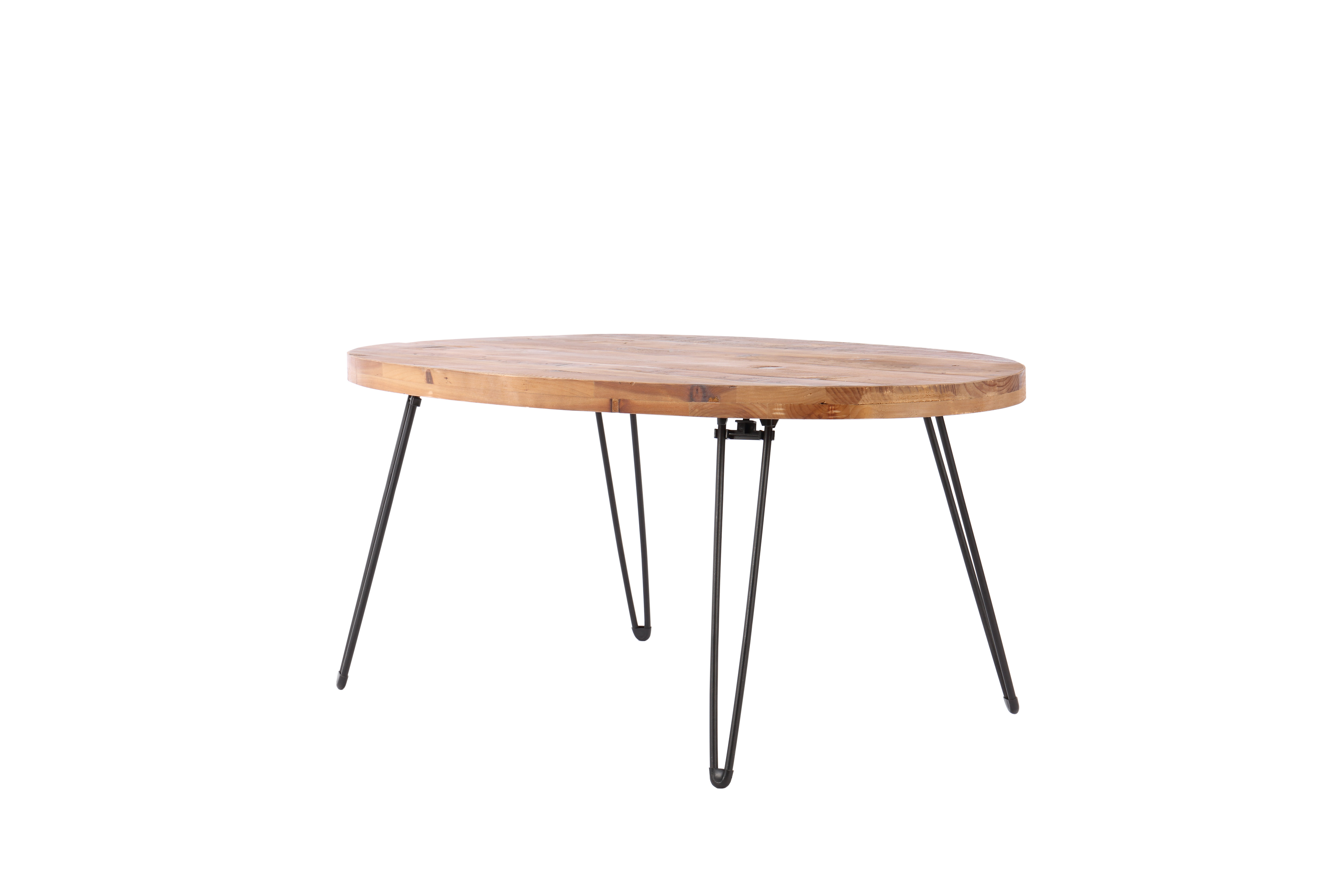 George Oliver Oval Natural Reclaimed Wood Foldable Cocktail Table For ...