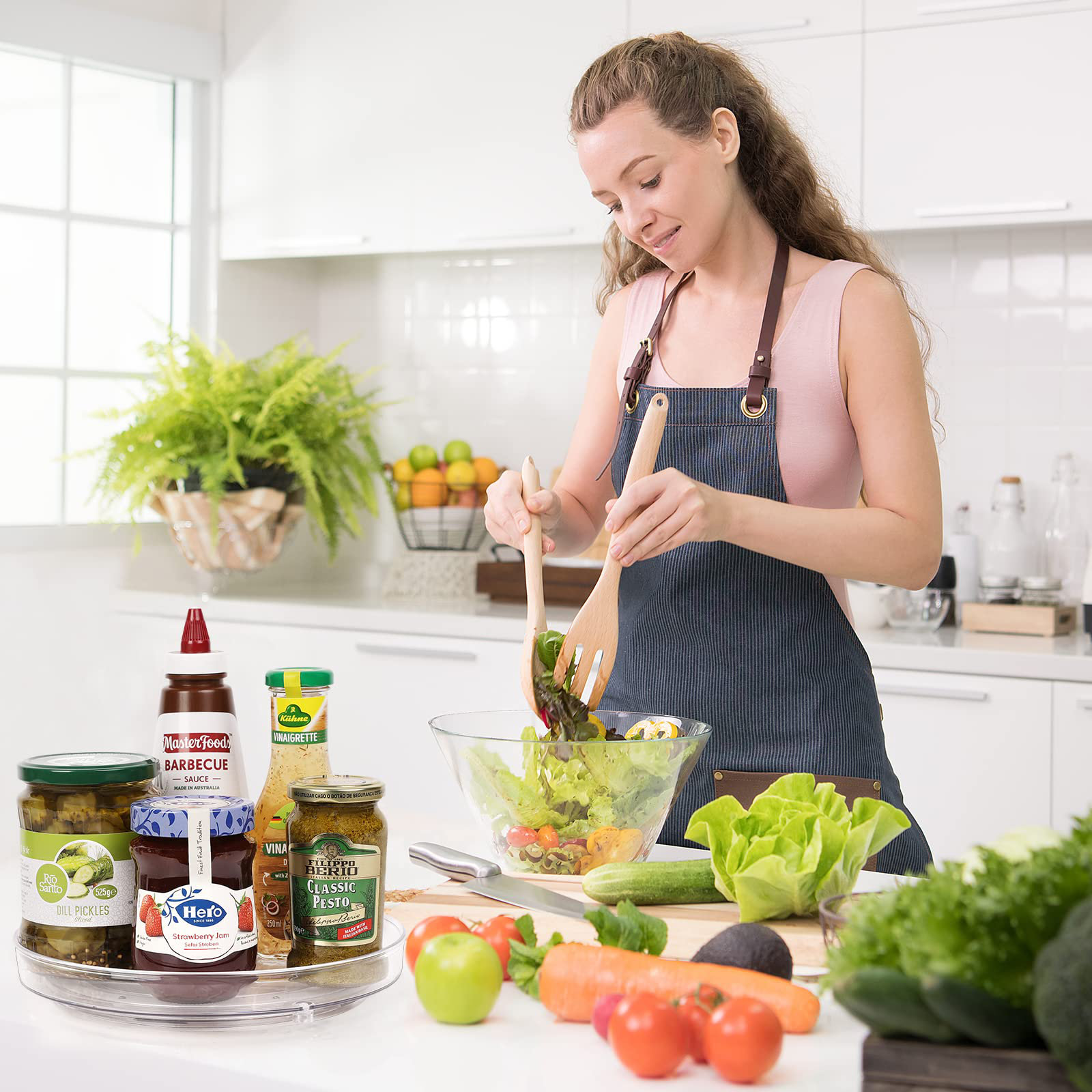 Rebrilliant 4 Pack Lazy Susan Organizer, 9 Inch Clear Lazy Susan ...