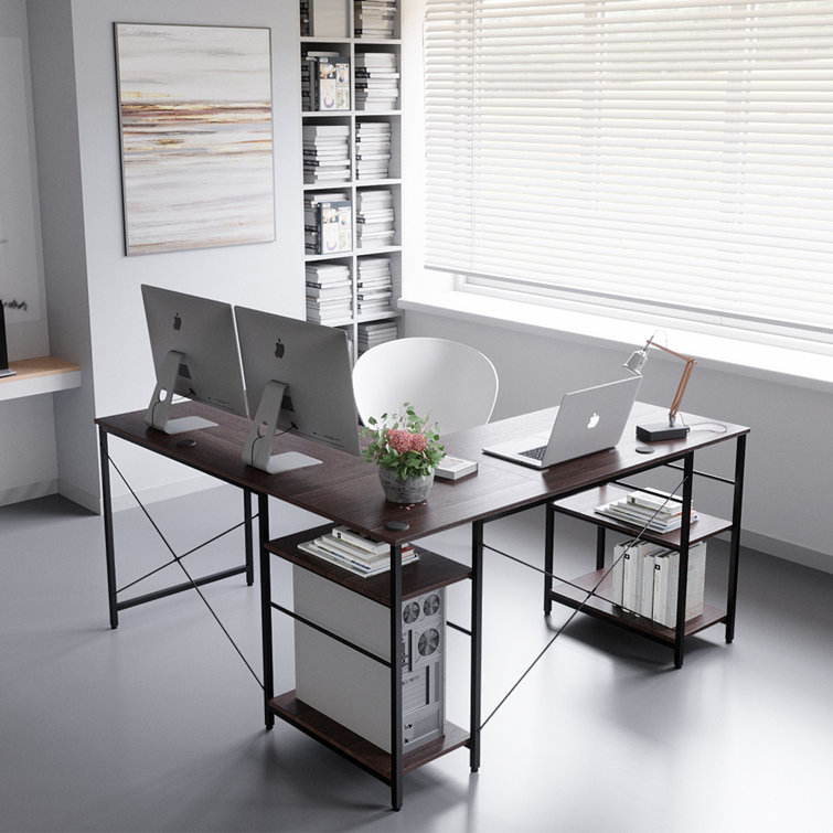 17 Stories L-Shaped Metal Base Computer Desk | Wayfair