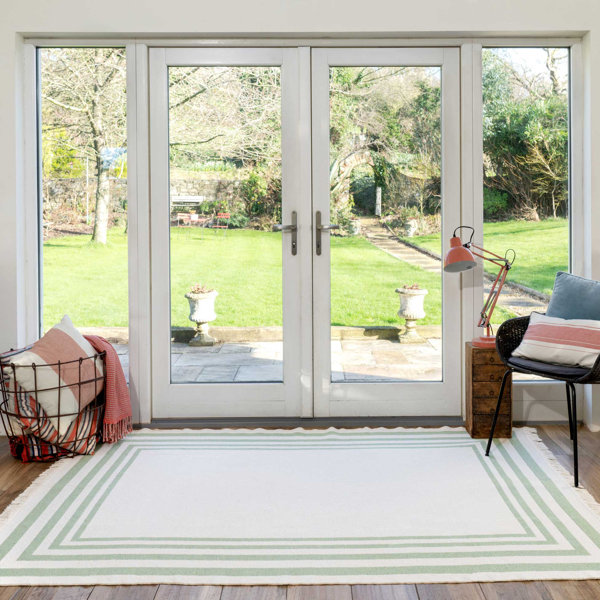 Breakwater Bay Jamya Striped Machine Woven Green Area Rug | Wayfair.co.uk