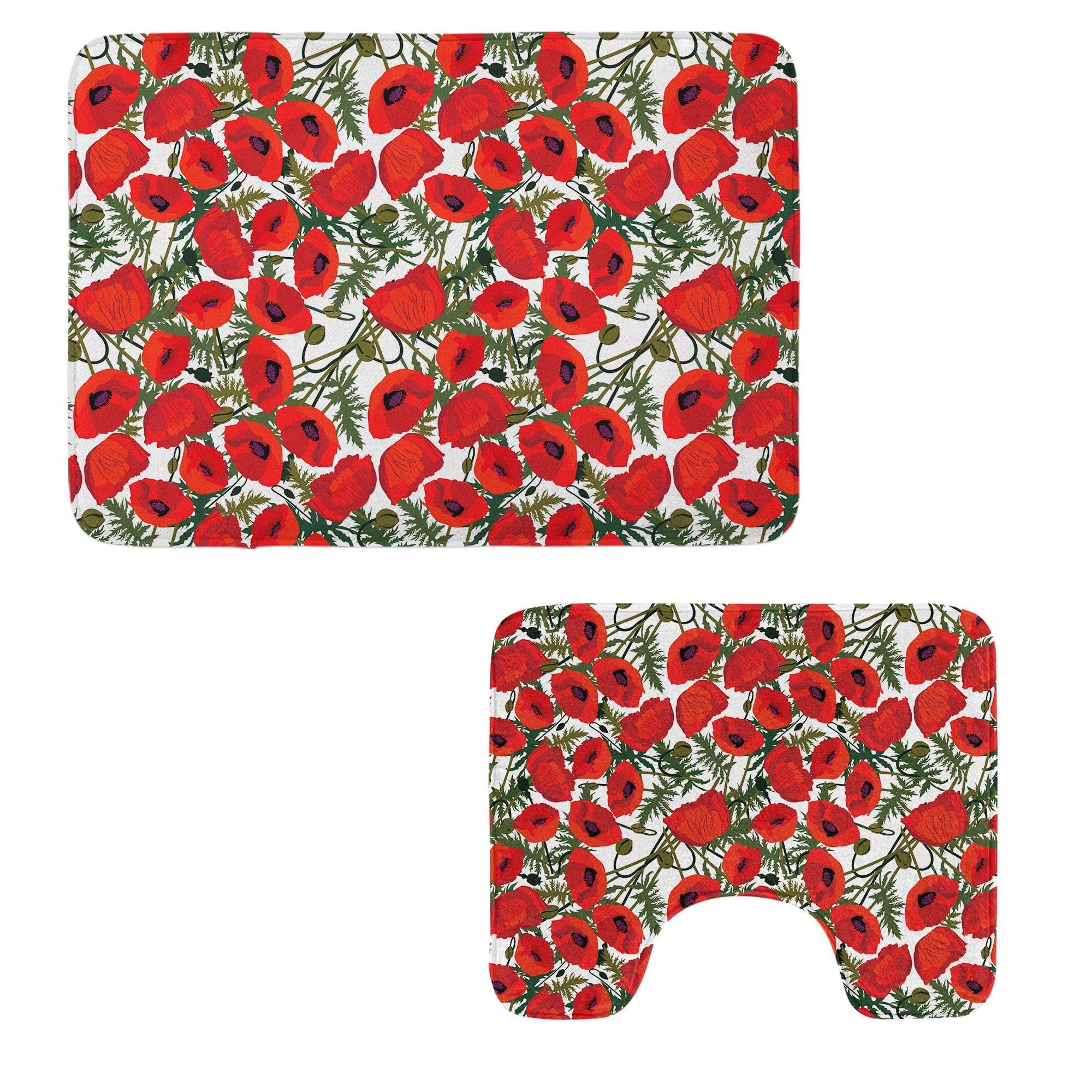 East Urban Home Poppy Flower Bathroom Rug Set 2 Pieces Rectangle ...