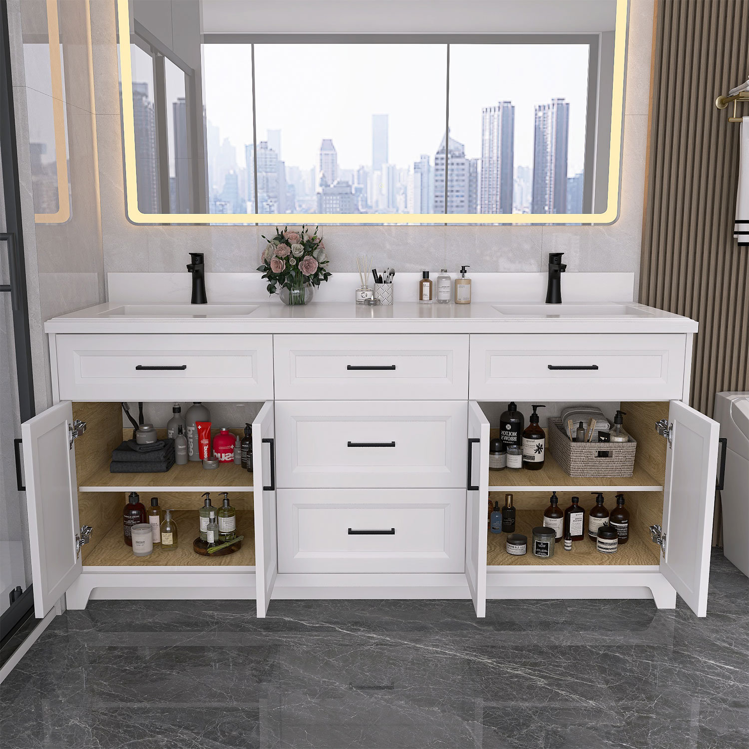 Wildon Home® Demani 72'' Double Bathroom Vanity with Solid ...