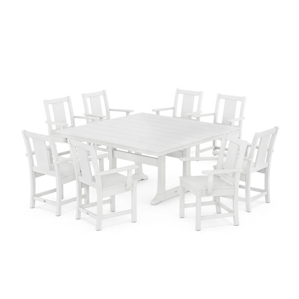 POLYWOOD® Prairie 9-Piece Farmhouse Dining Set with Trestle Legs | Wayfair