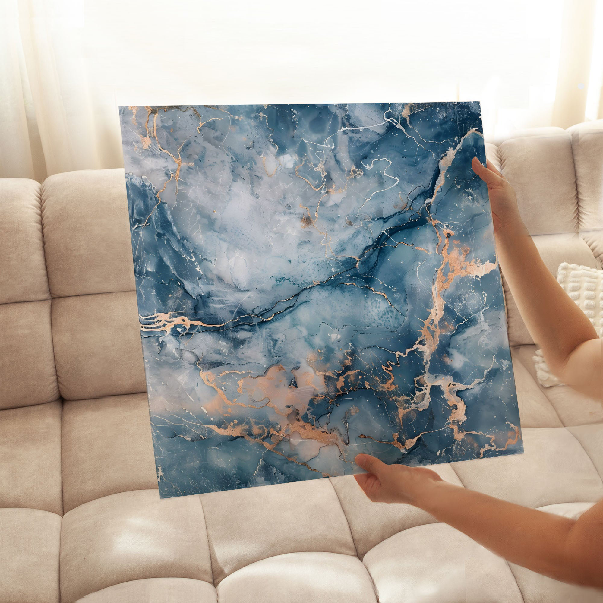 Wrought Studio™ Abstract Blue Geode III Modern Unframed Art Print | Wayfair