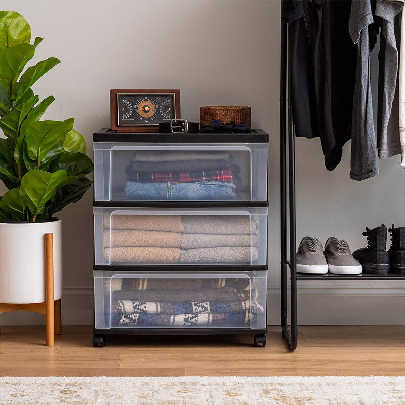 Rebrilliant White Plastic 3-Drawers Storage Organizer Rolling Cart ...