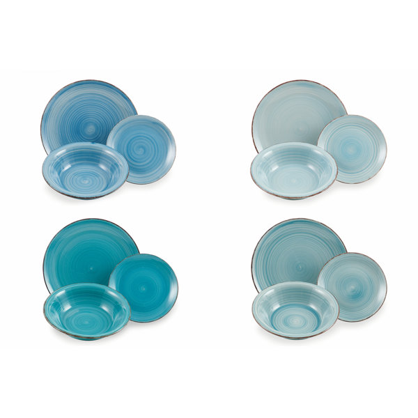 Villa d'Este Home Baita Acqua Ocean 12 Piece Dinnerware Set, Service ...