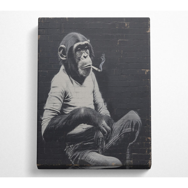 Happy Larry Smoking Chimp Canvas Print | Wayfair.co.uk