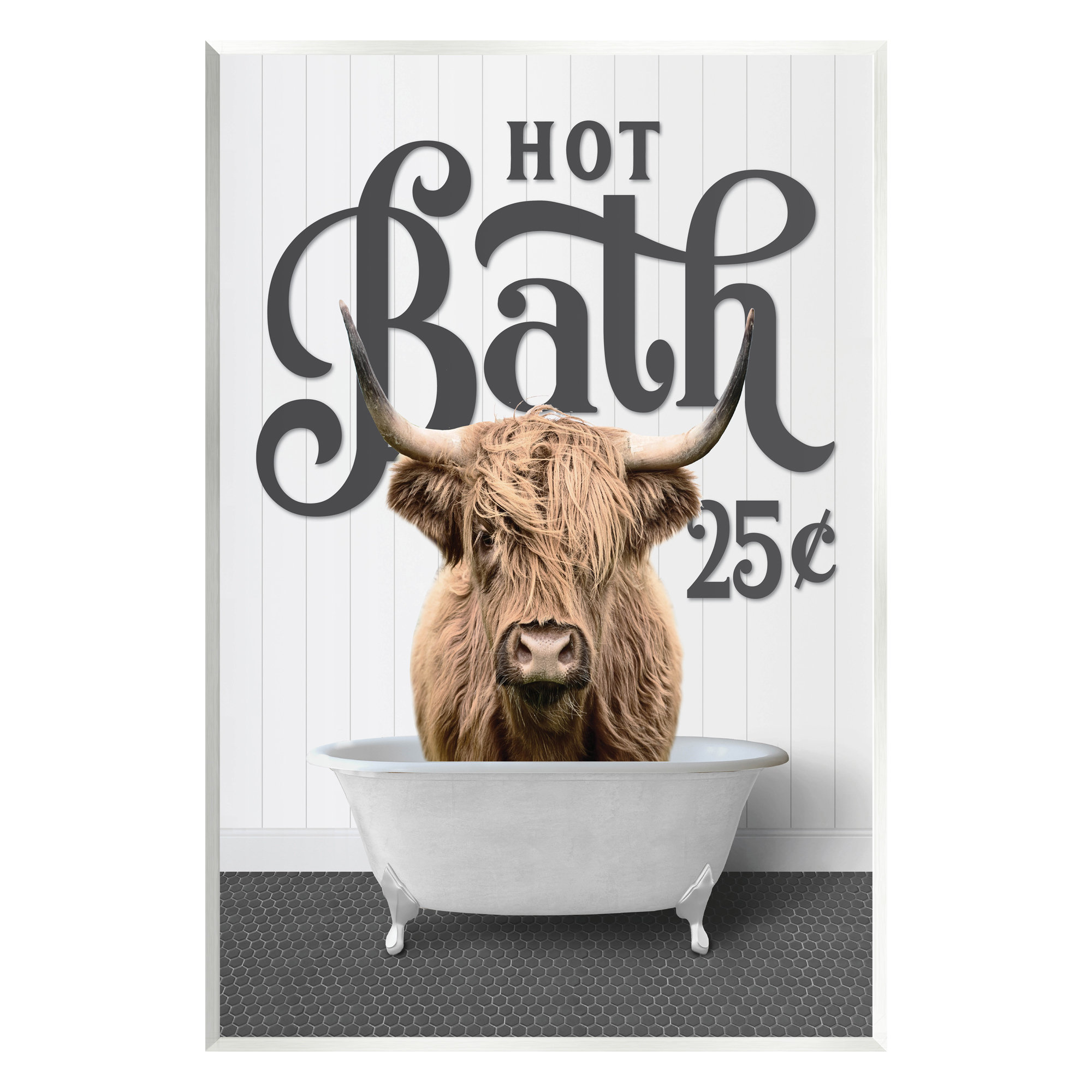 Stupell Industries " Vintage Highland Cow Bath " by Lettered And Lined ...