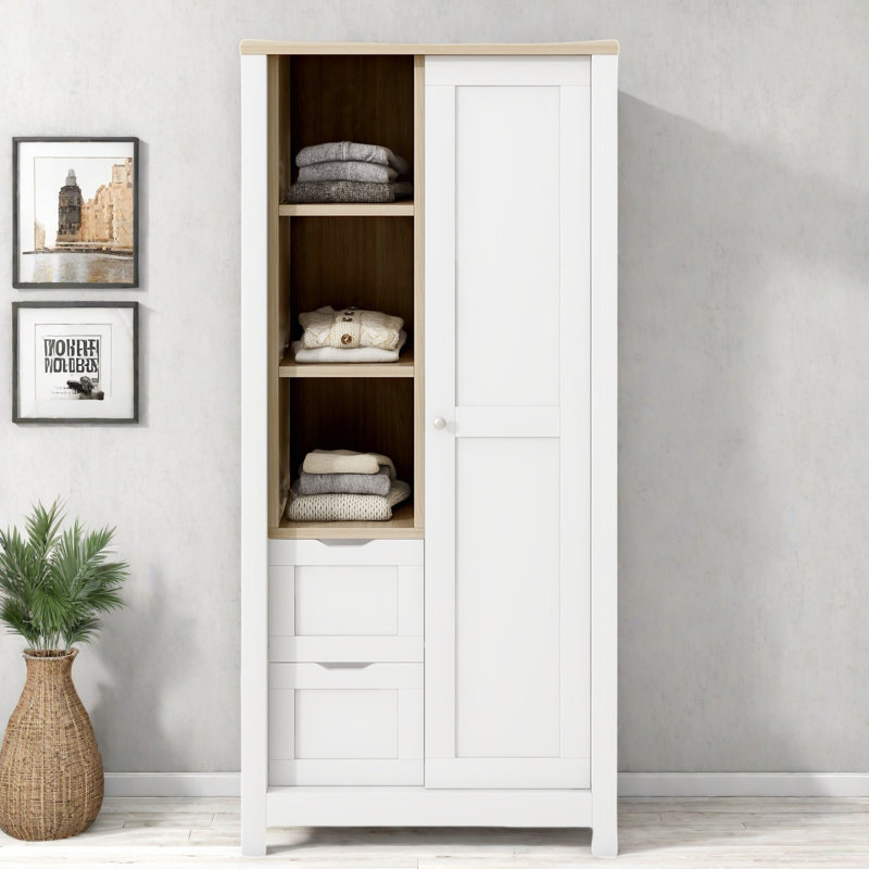 Lark Manor™ Wardrobe With Hanging Rods, 2 Drawers, Open Shelves And ...