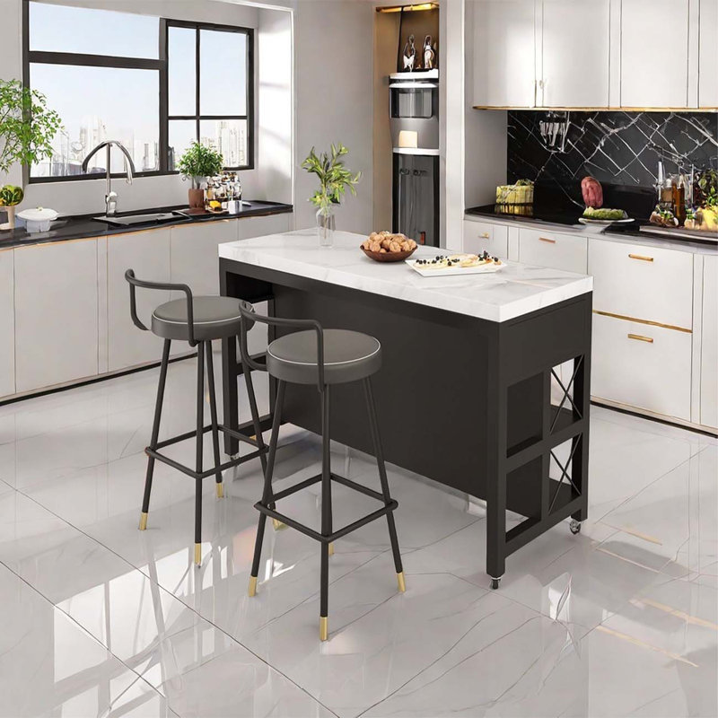 Hart Enjoy life Movable marble island, metal base counter | Wayfair