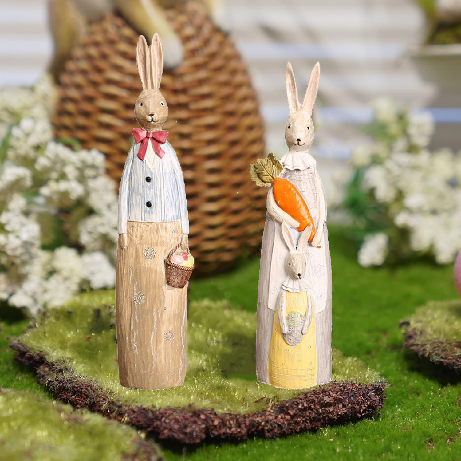 The Holiday Aisle® 2 Packs Easter Bunny Decorations, White Resin Easter ...