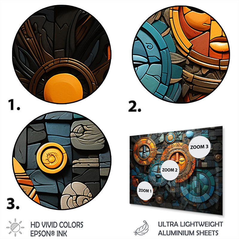 Dakota Fields African Cultural Mosaic - African Metal Wall Art Set ...