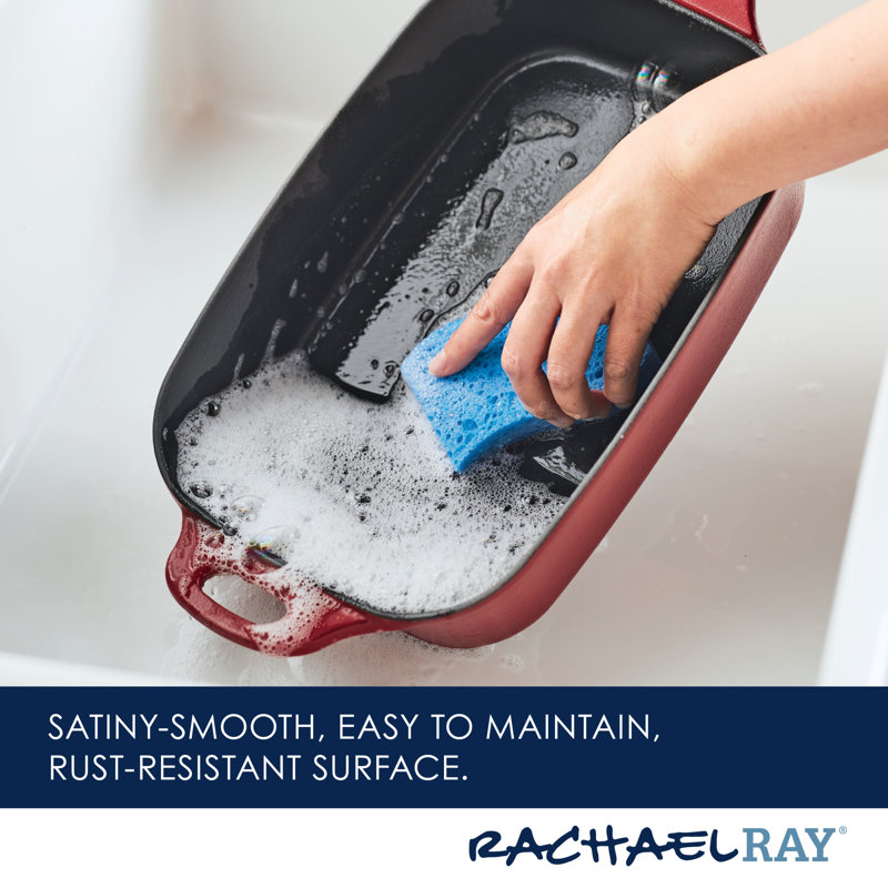 Rachael Ray NITRO Cast Iron Roaster / Roasting Pan, Induction-suitable ...