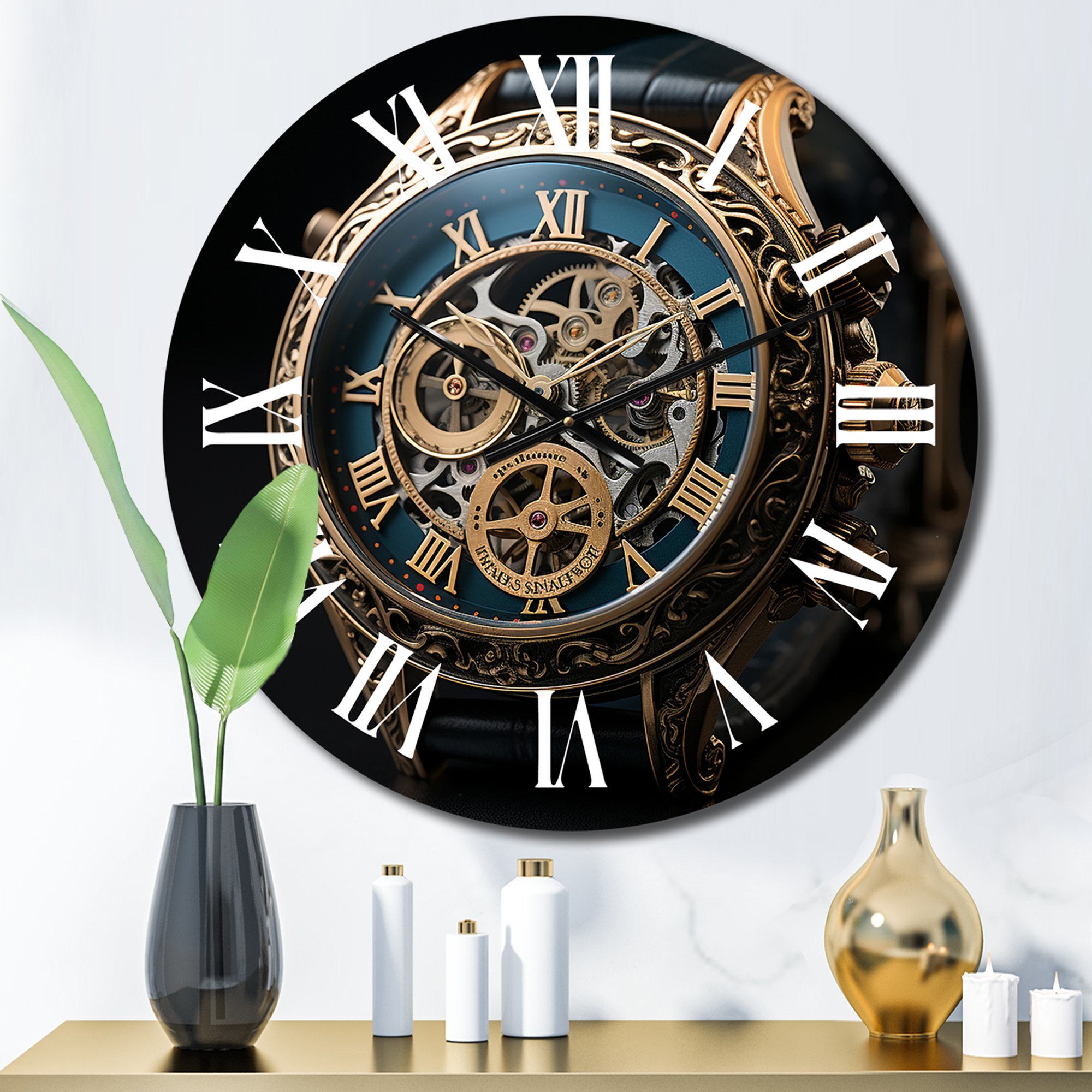 Design Art Luxury Watch Diamond Dusk V Metal Wall Clock | Wayfair