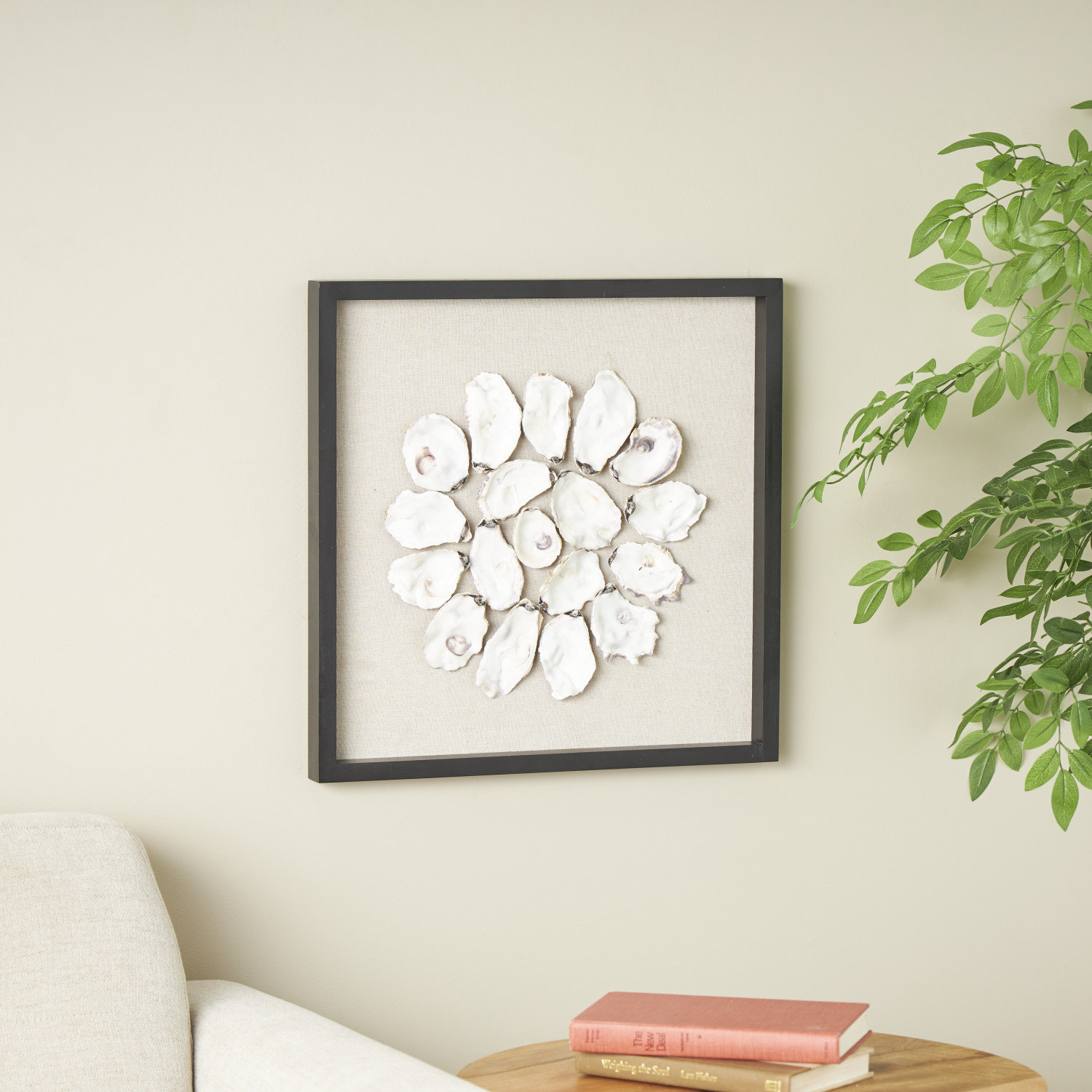 Highland Dunes Karmin Shell Handmade Abstract Circular Shell Cream Wall ...