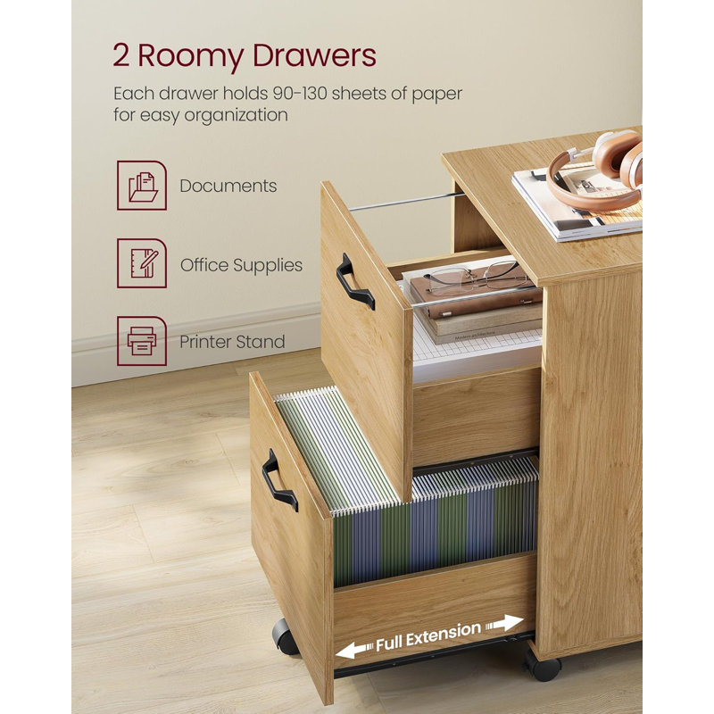 Latitude Run® 2-Drawer File Cabinet, Small Rolling Filing Cabinet For ...