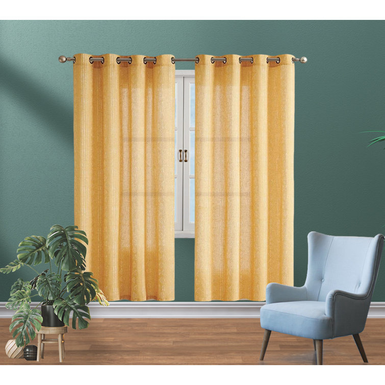 Ebern Designs Lukne Linen Semi Sheer Sliding Panel Pair | Wayfair