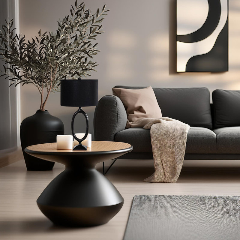 Ebern Designs Vintage O Shaped Cast Black Metal Base Table Lamp | Wayfair