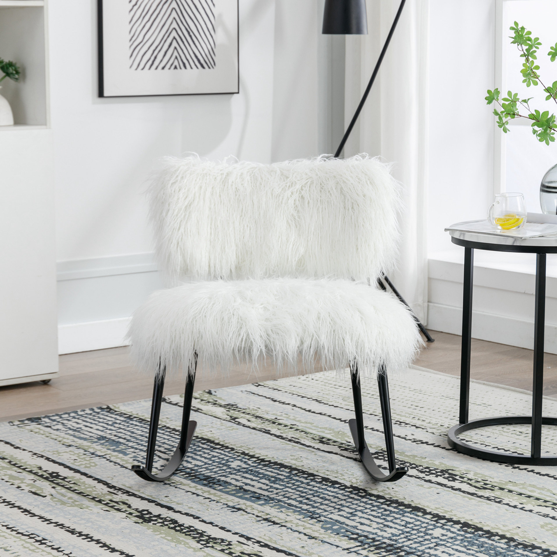 Gemma Violet Grandview Faux Fur Rocking Chair & Reviews | Wayfair