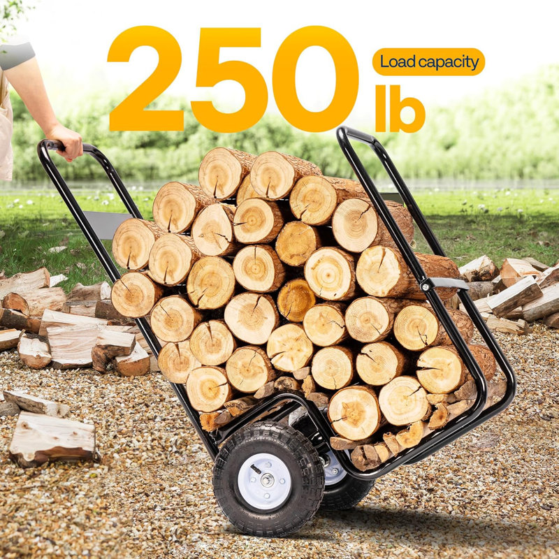 Arlmont & Co. 250 Lb. Heavy Duty Steel Firewood Log Cart Carrier | Wayfair