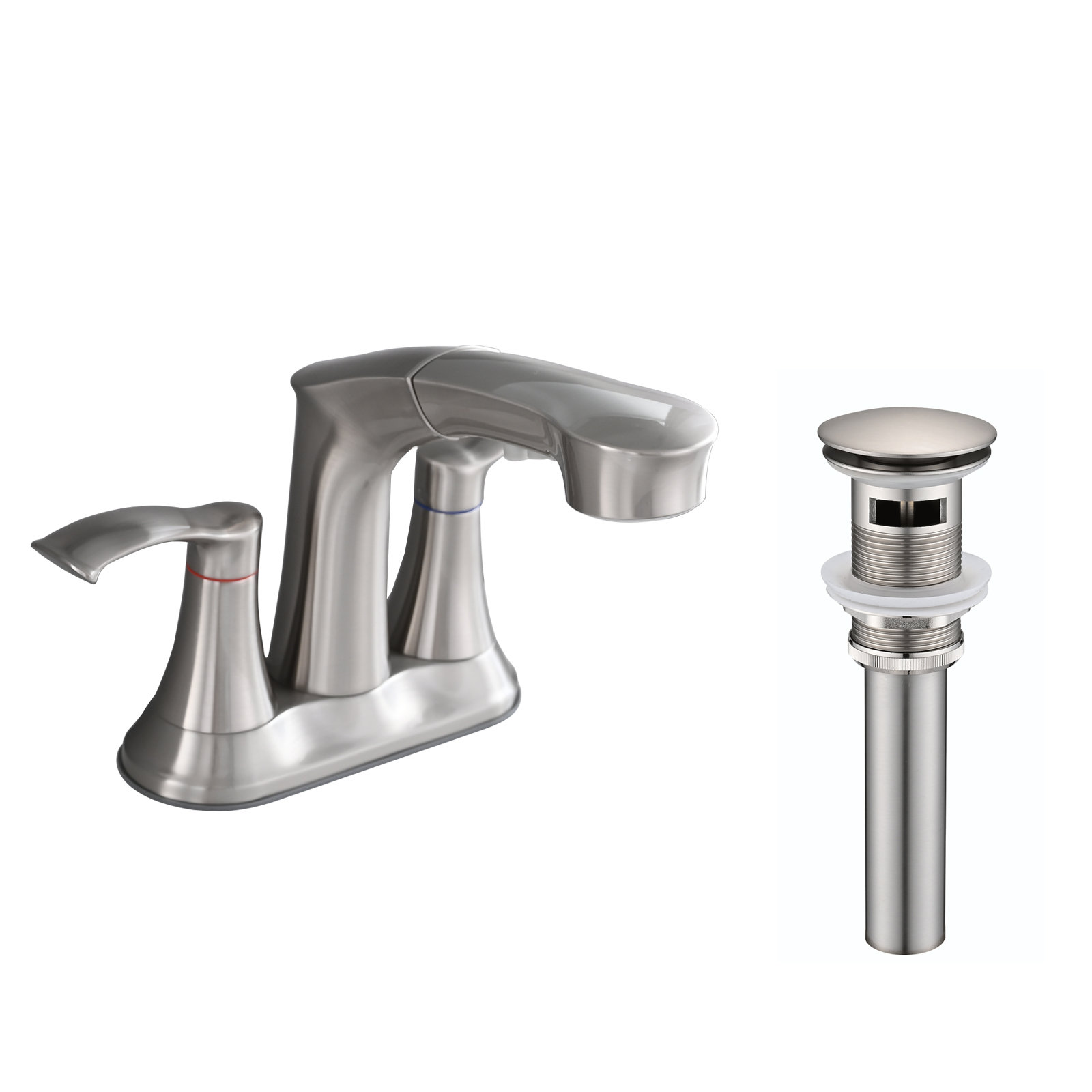 Hskbath 2 Handle 4 Inch Centerset Bathroom Sink Faucet 3 Hole with Pull ...