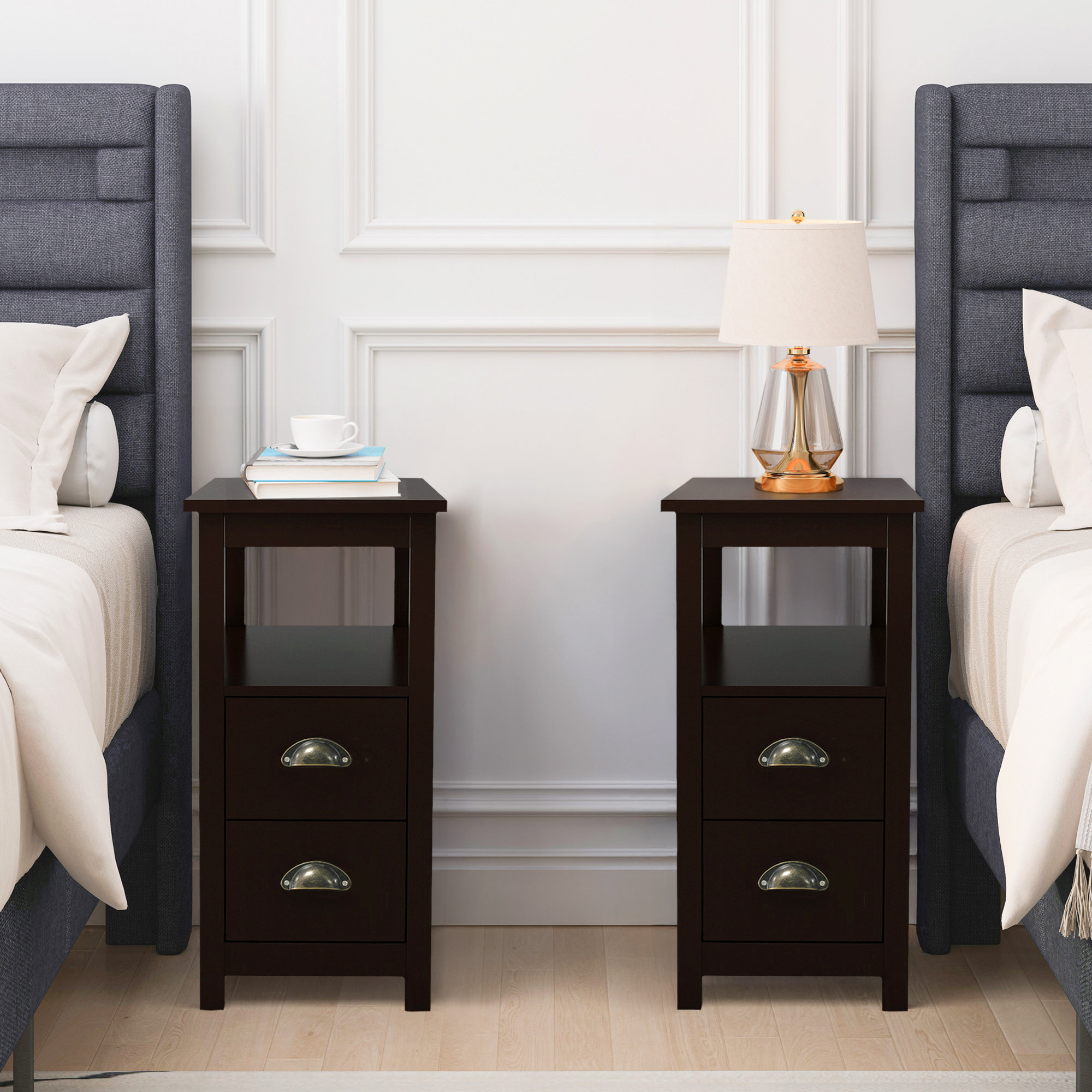 Lark Manor™ 2-piece Side Table Set, Narrow Bedside Table With Two ...