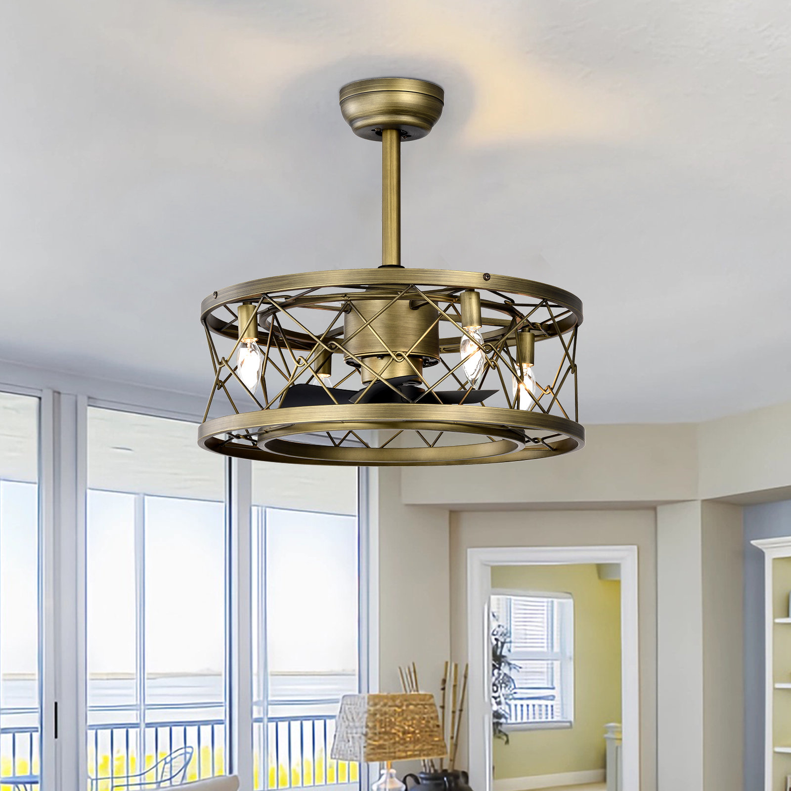 Rosdorf Park 11.81" Jeiny 5 - Blade Caged Ceiling Fan with Remote ...