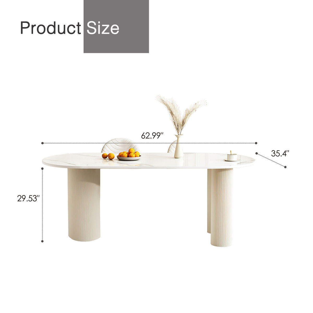 Orren Ellis Luxe Creamy Dining Table with Roman Column Legs & Reviews ...