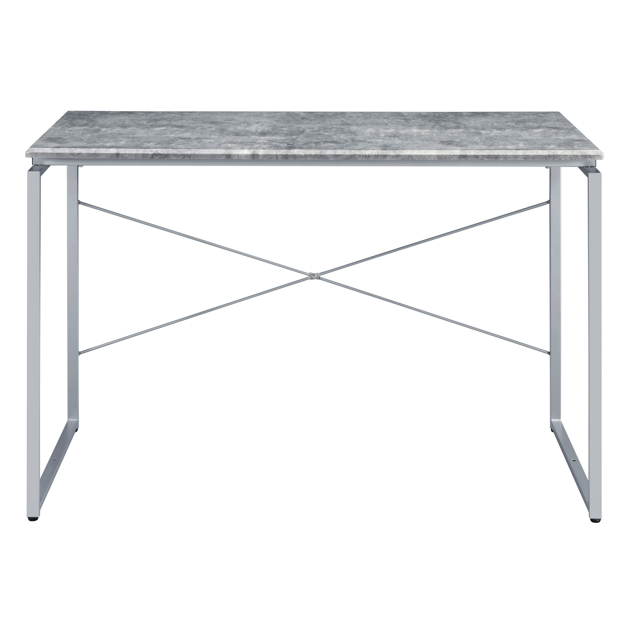 George Oliver Grey and Silver Writing Desk with Metal Sled Base ...