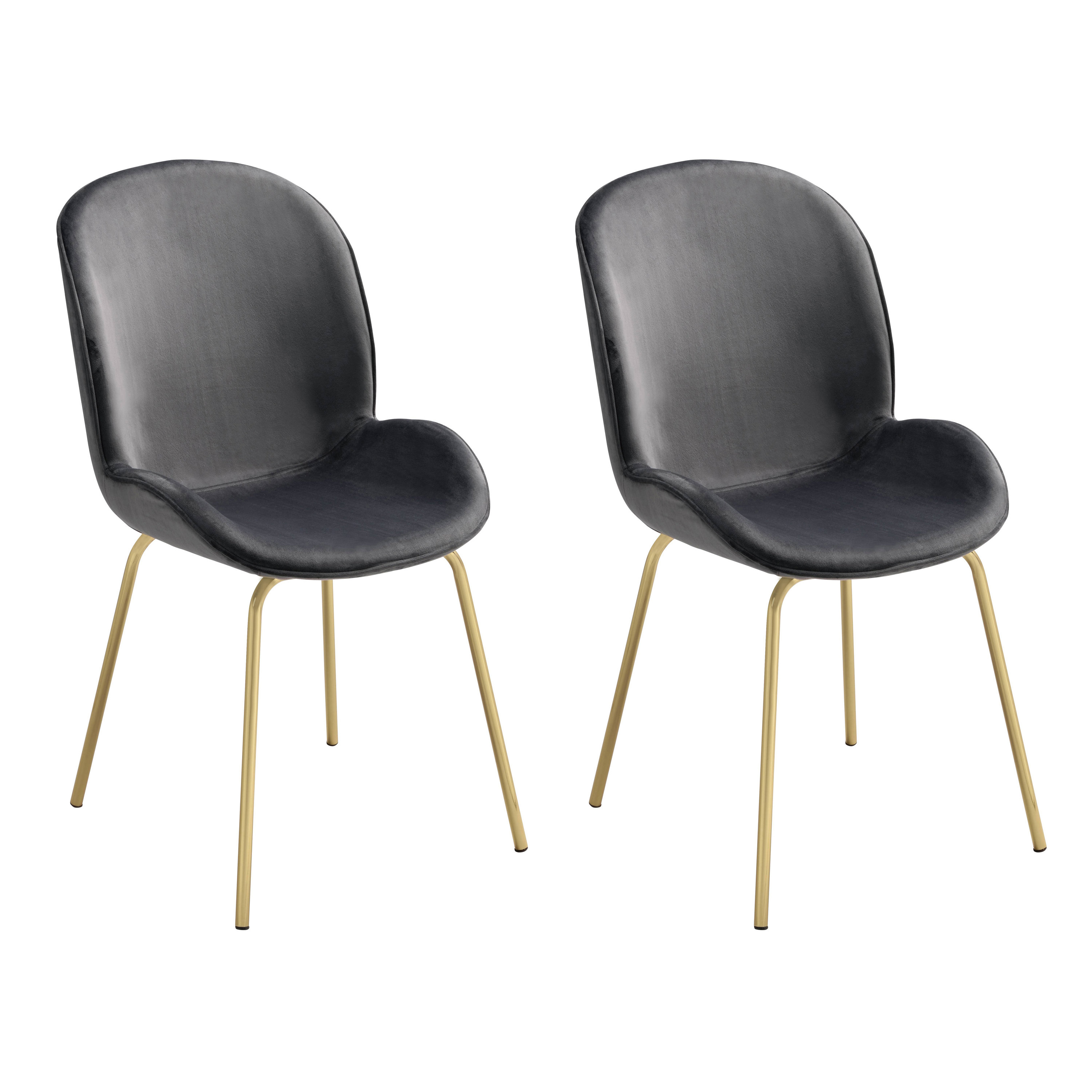 Everly Quinn 2-PC Chic Grey And Gold Side Chairs With Plush Velvet ...
