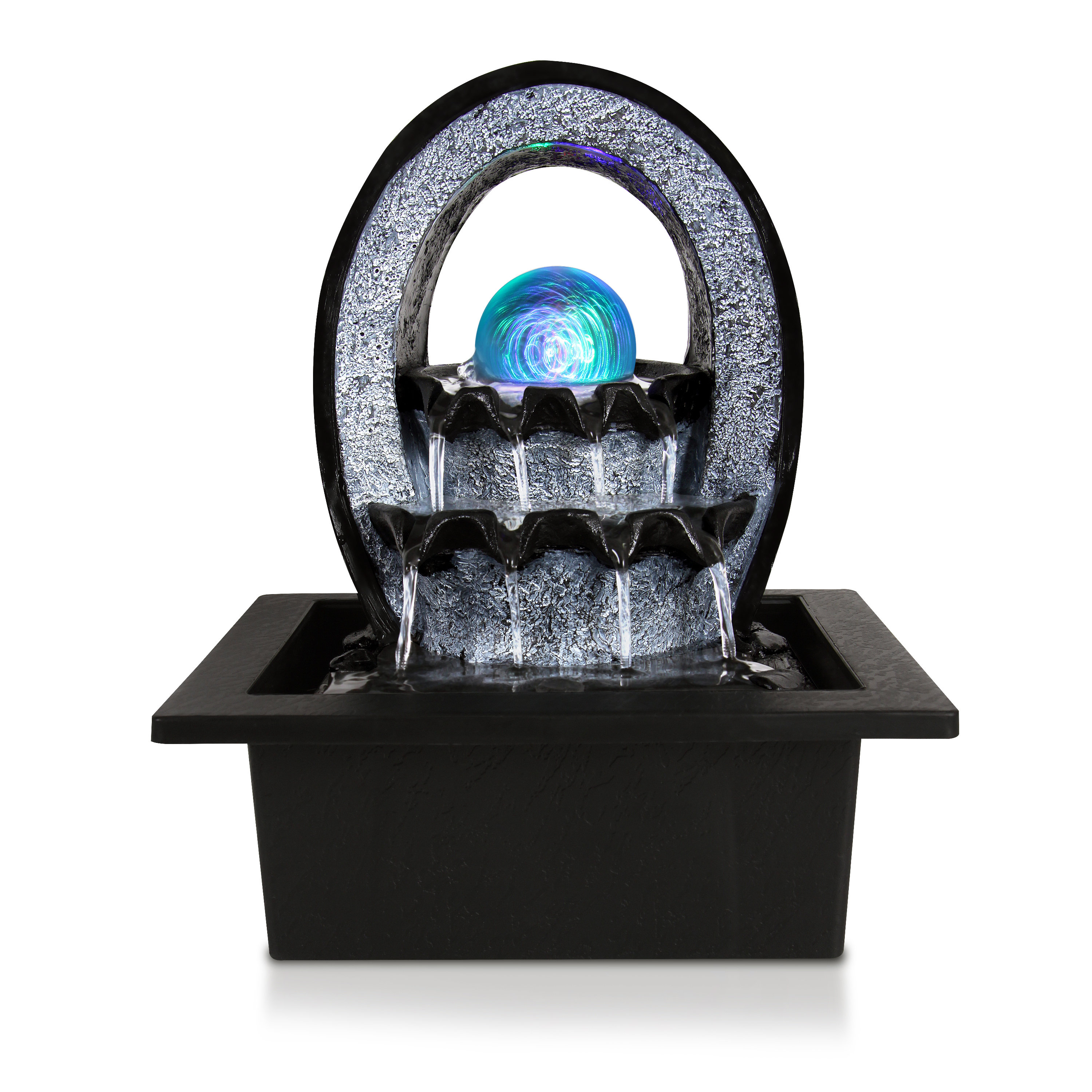 Millwood Pines Oldfield Water Fountain with LED Light & Reviews | Wayfair