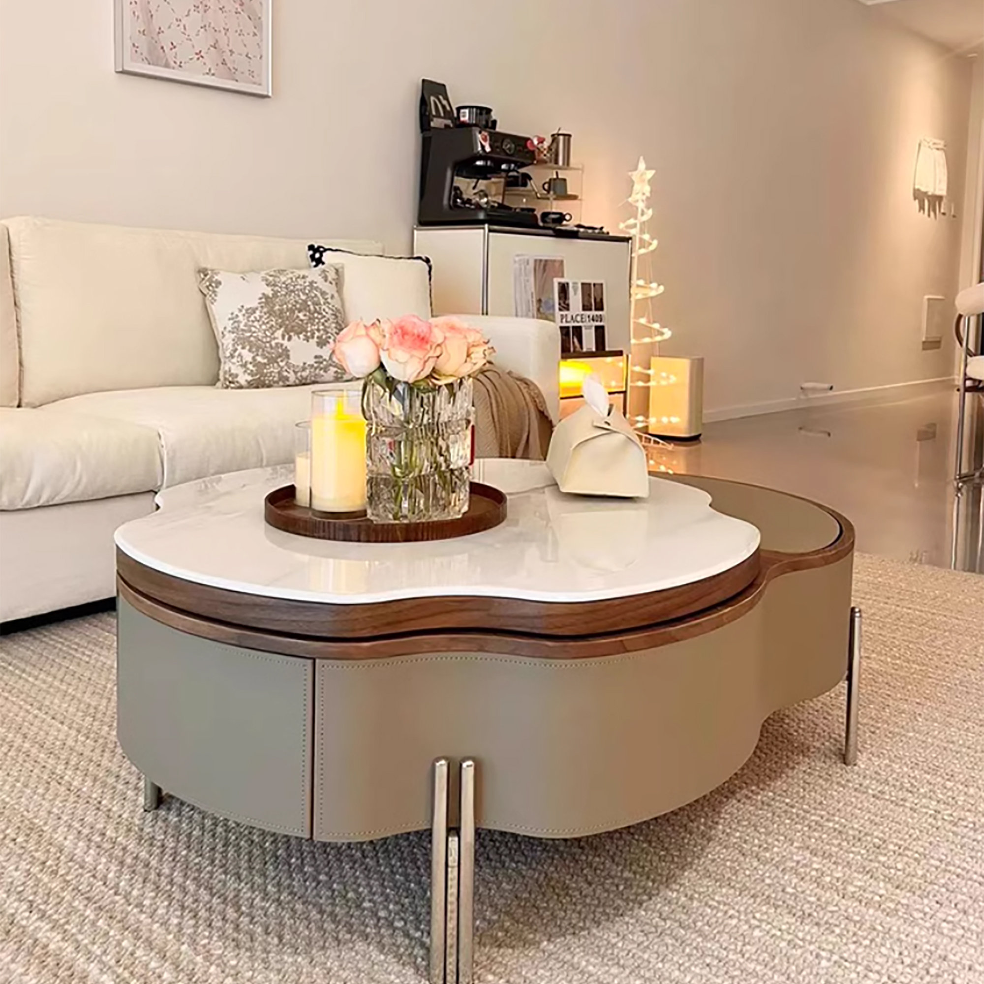 Orren Ellis Modern 63" Lift coffee table with swivel top, Drawer | Wayfair