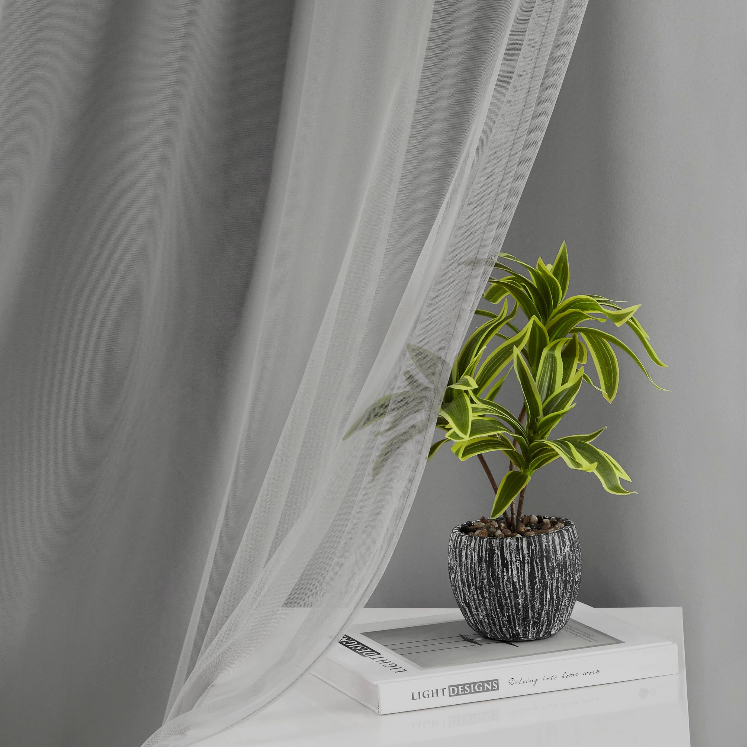 Hokku Designs 90% Blackout Curtains with Sheer Overlay 2 Panel Set ...