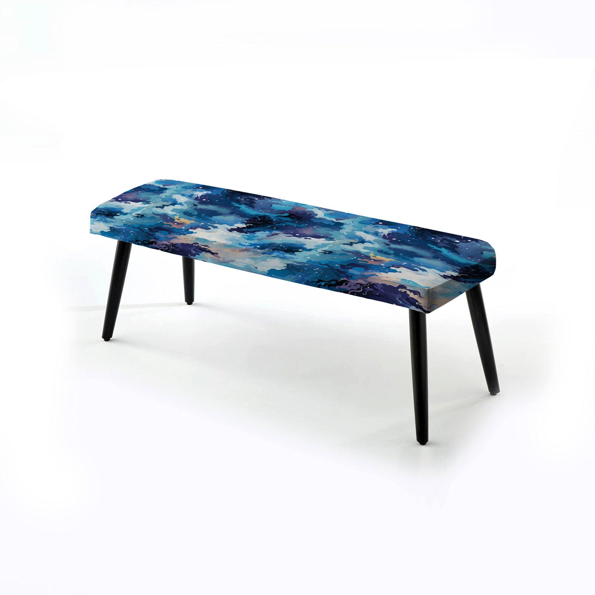 Design Art Blue Celestial Aura Camouflage - Abstract Upholstered Black ...