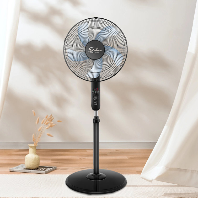 CG INTERNATIONAL TRADING Black Standalone 3-Speed 16 In. Floor Fan With ...