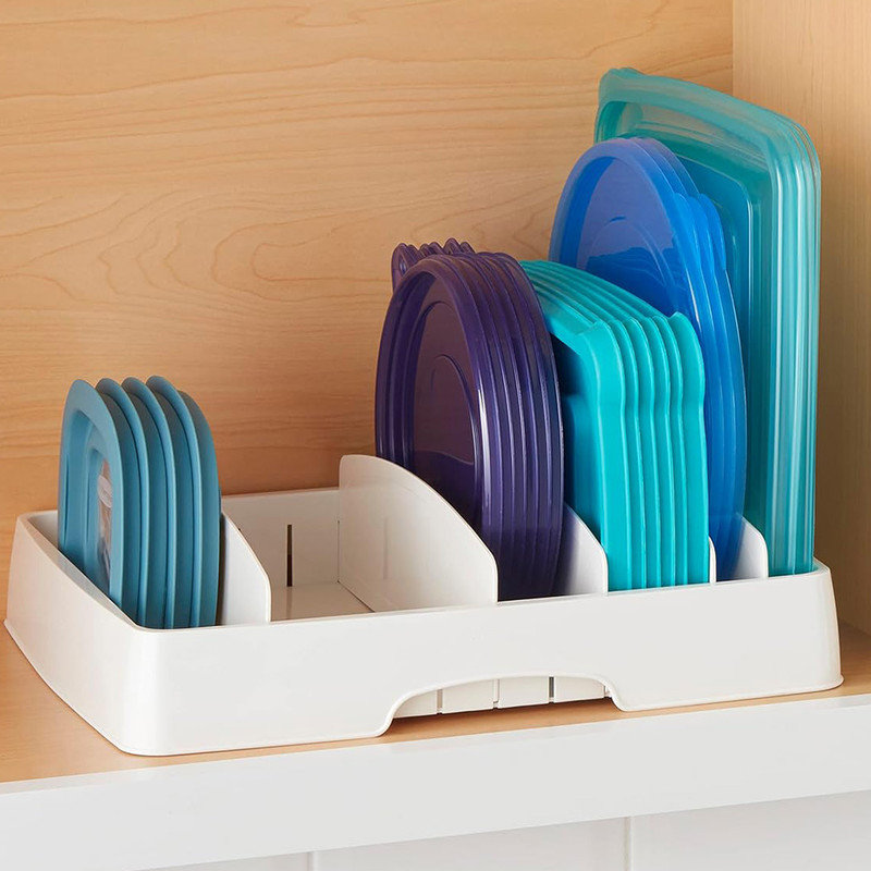 Mint Pantry® Food Container Lid Organizer, Large,Adjustable Plastic Lid ...