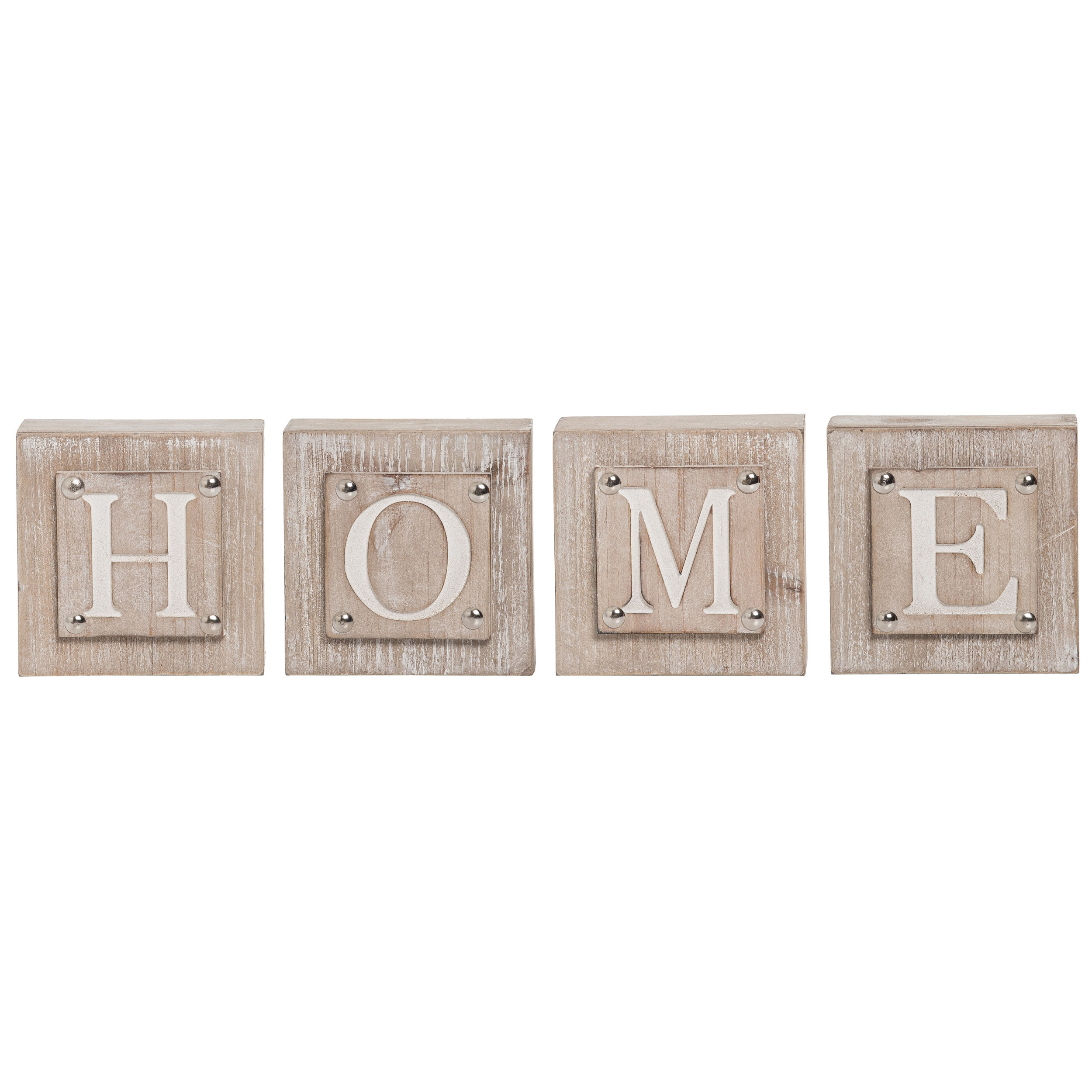 August Grove® VIP Wood 4.88 in. Brown Home Letter Blocks Set of 4 | Wayfair