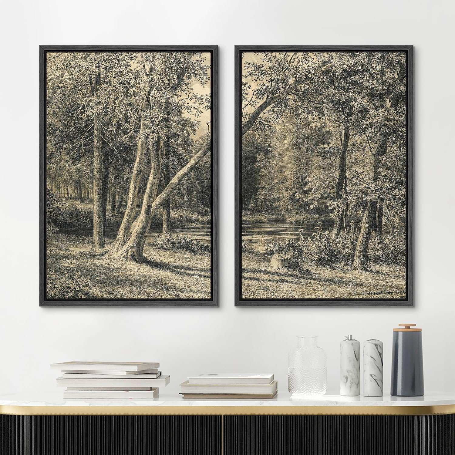 IDEA4WALL «Rustic Countryside Forest Trees Landscape», reproduction sur ...