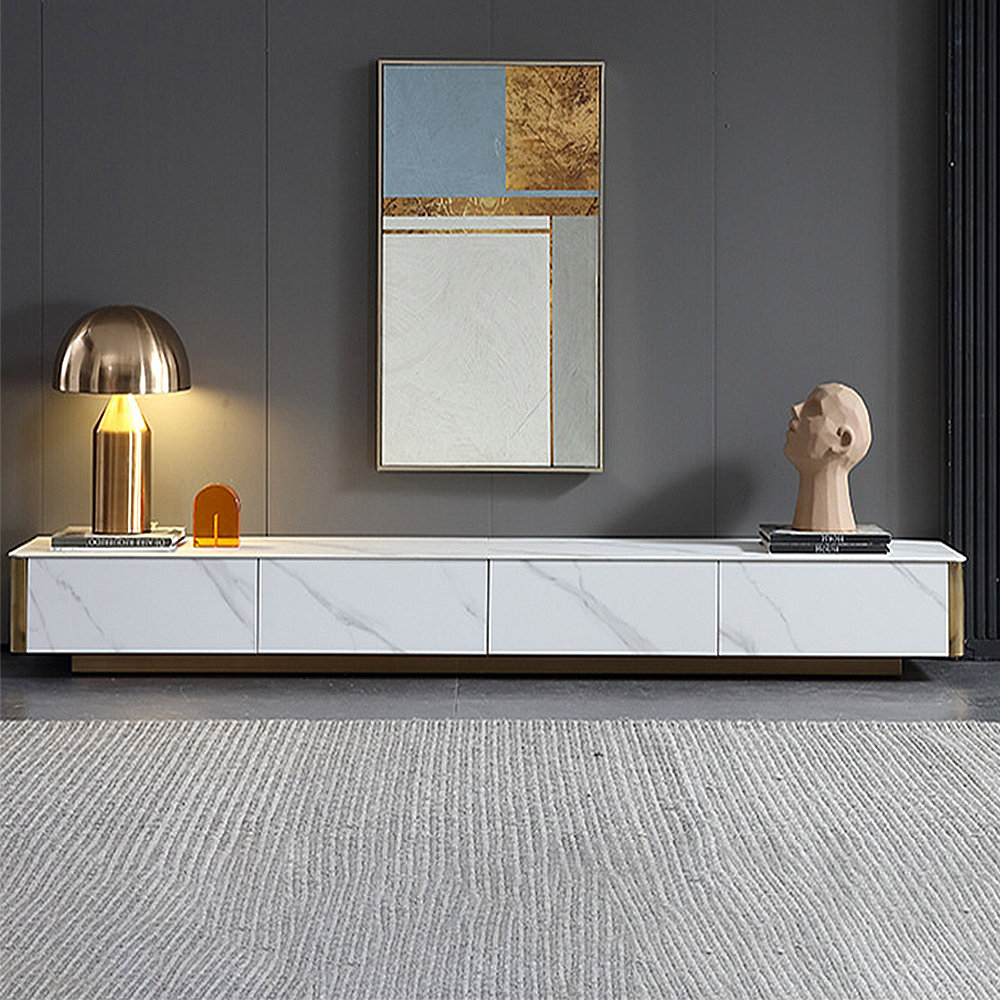 Wrought Studio™ Modern minimalist light luxury rock slate TV stand ...