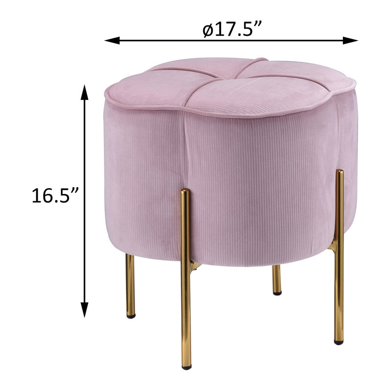 Mercer41 Yasmine Blush Pink Round Ottoman | Wayfair