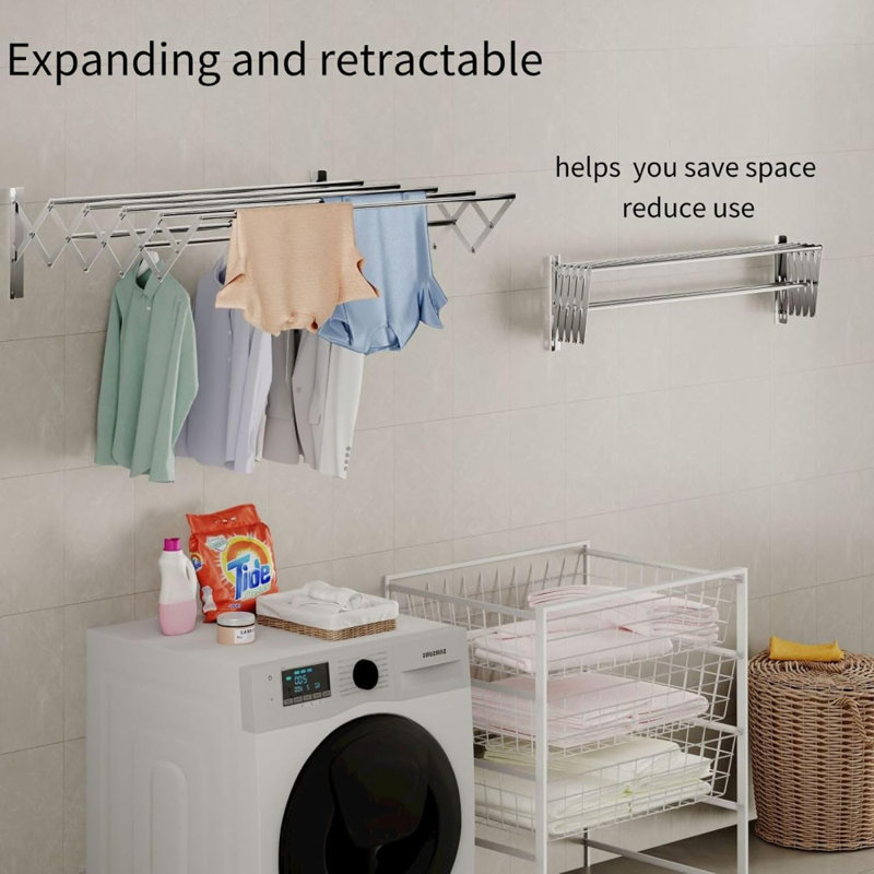 Hoomic Metal Foldable Wall-Mounted Drying Rack | Wayfair