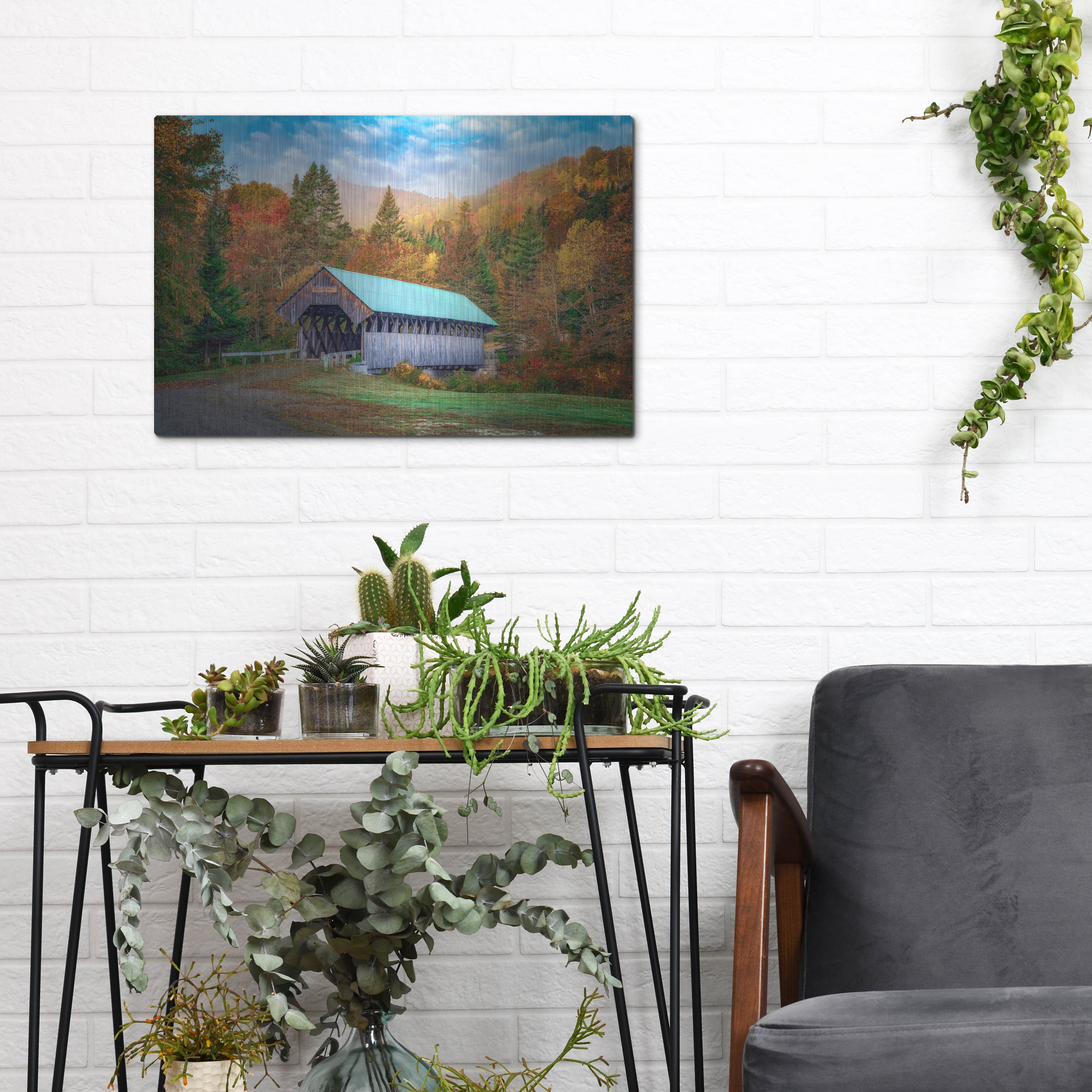August Grove® 'Autumn At Bennet Bean Bridge' by Rick Berk Metal Wall ...