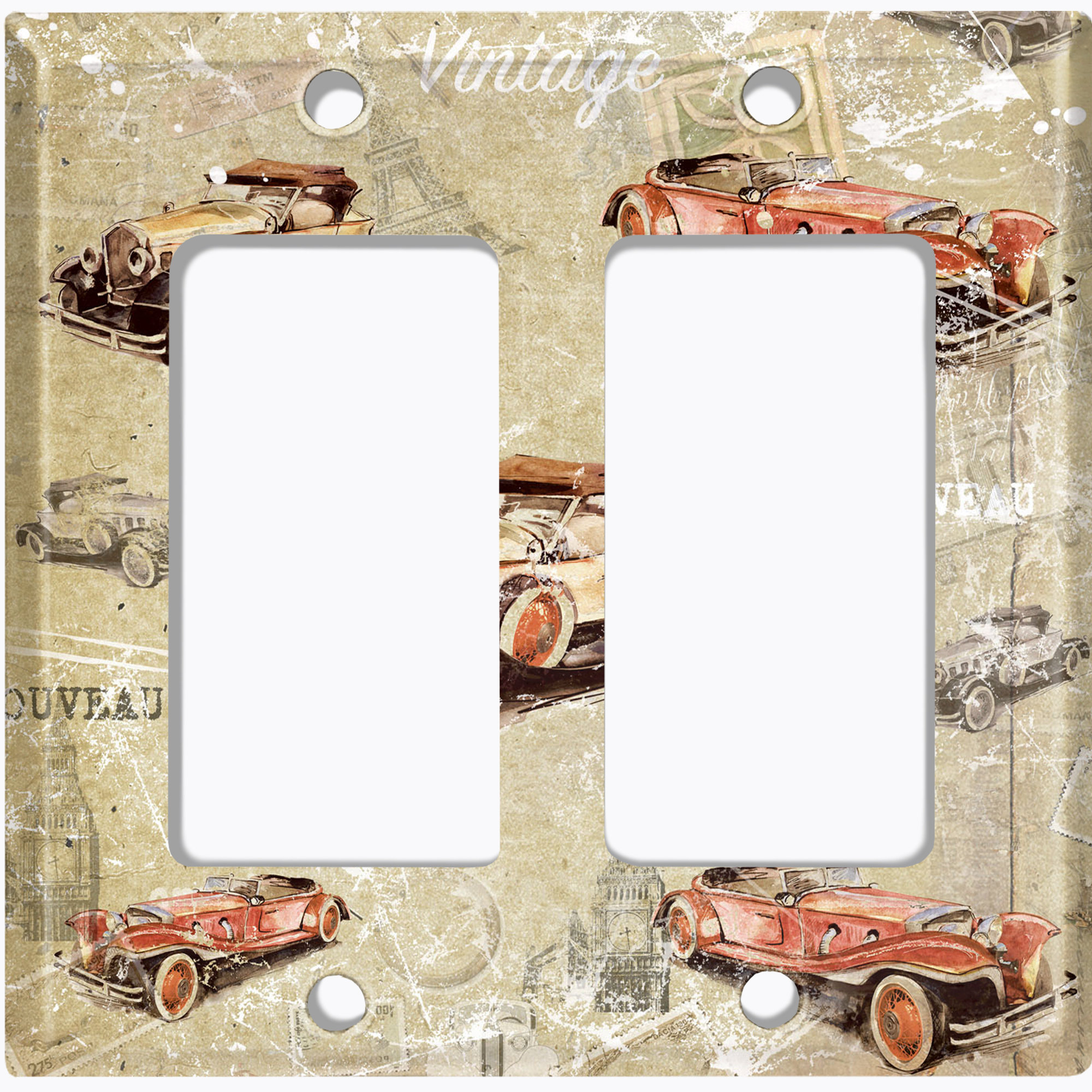 WorldAcc Vintage Auto Mobile Classic 2-Gang Rocker Wall Plate - Wayfair ...