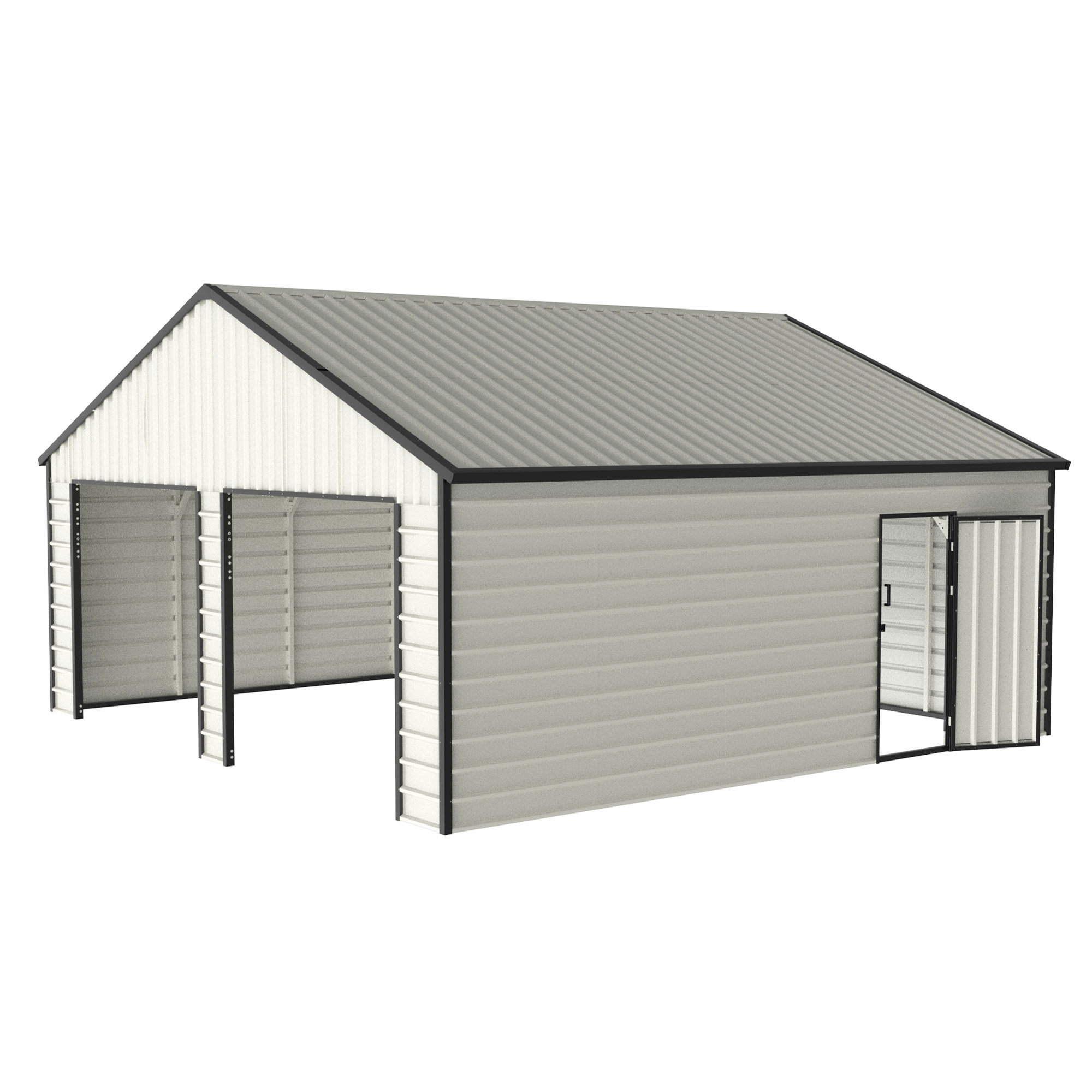 TYUNABRN 23FT X 22FT Double Door Garage Metal Shed With Side Entry Door ...