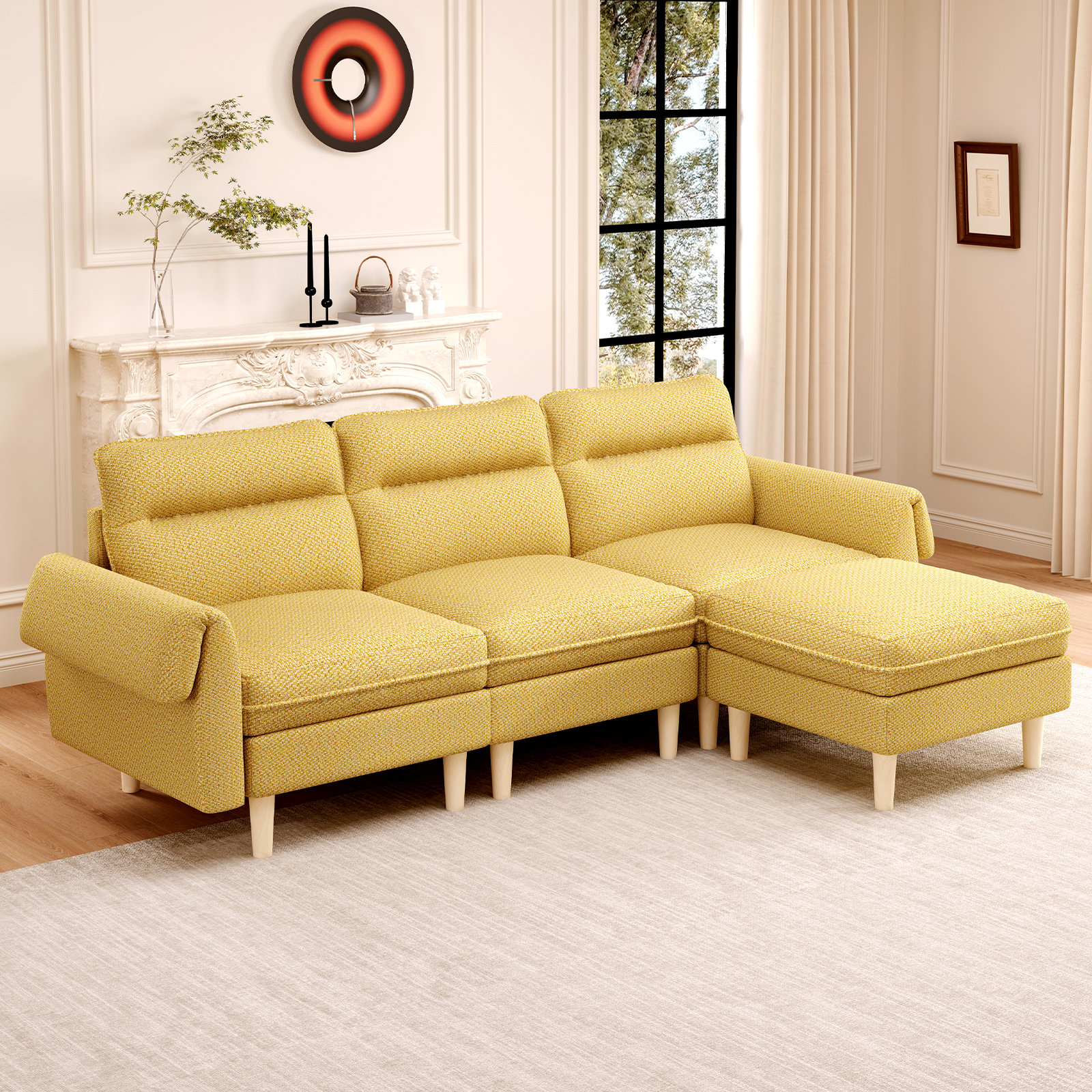 George Oliver 4 - Piece Reversible Modular Sectional Sofa Couch ...