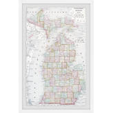 Trinx 'Michigan Illustrated Map' Picture Frame Print on Paper | Wayfair