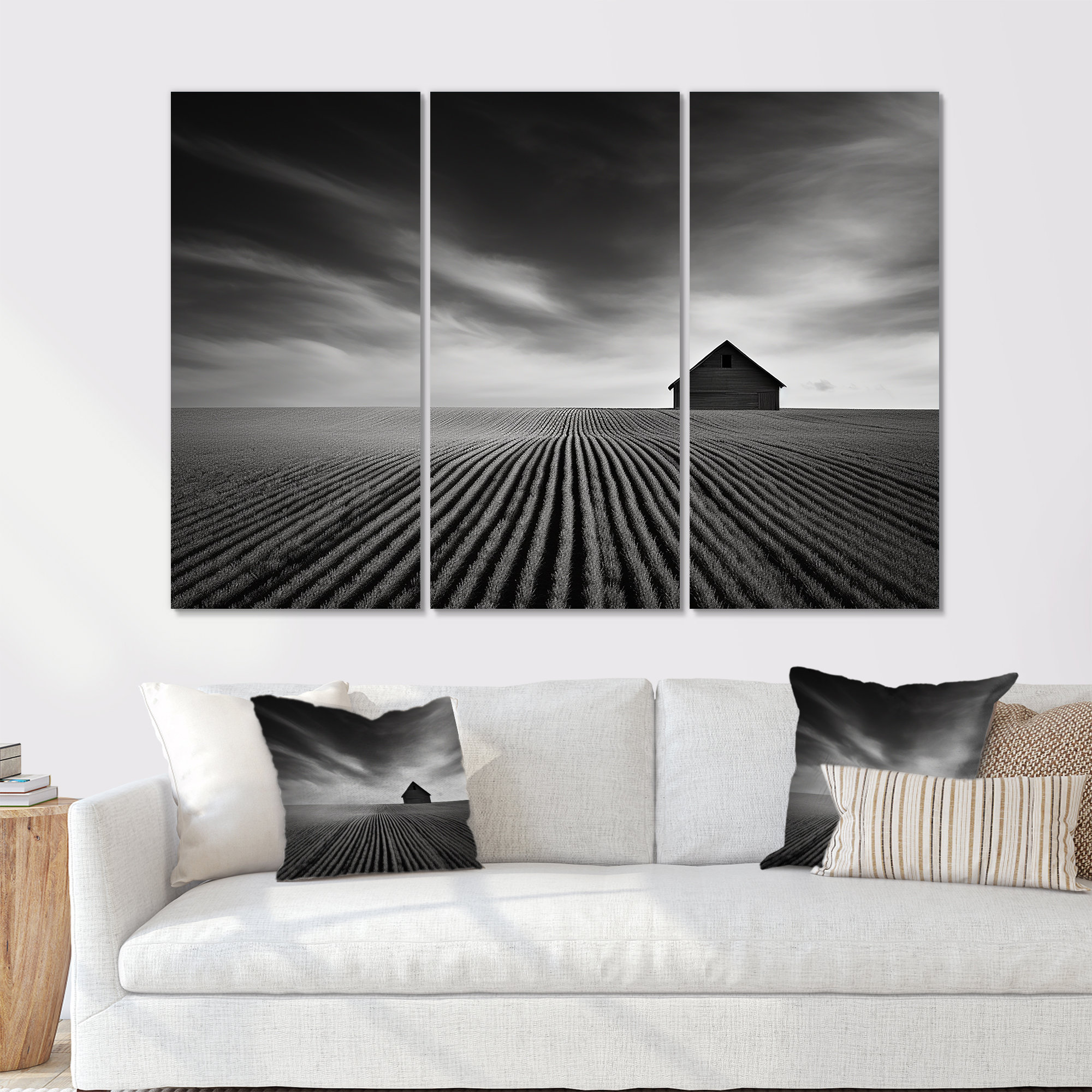 Gracie Oaks Black And White Barn Country Charm - Barn Canvas Wall Art ...